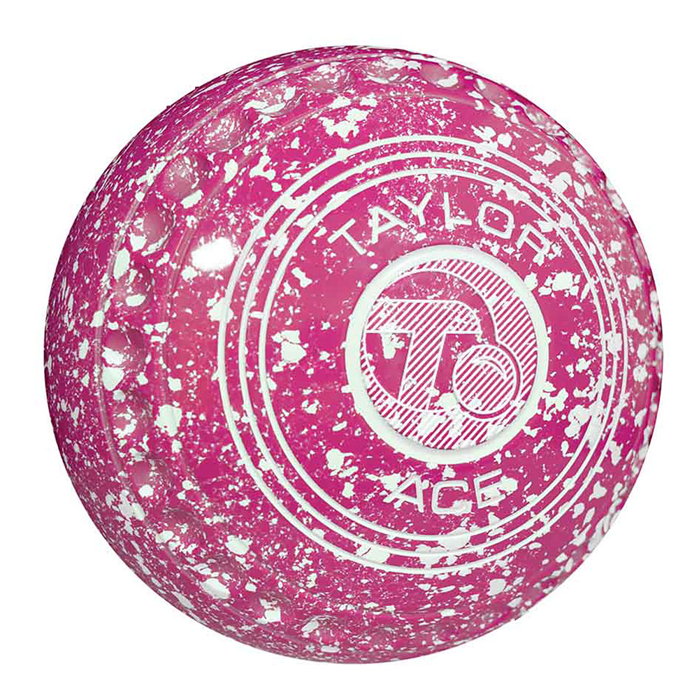 Taylor Ace Pink/White Lawn Bowls - Cotswold Bowls Centre
